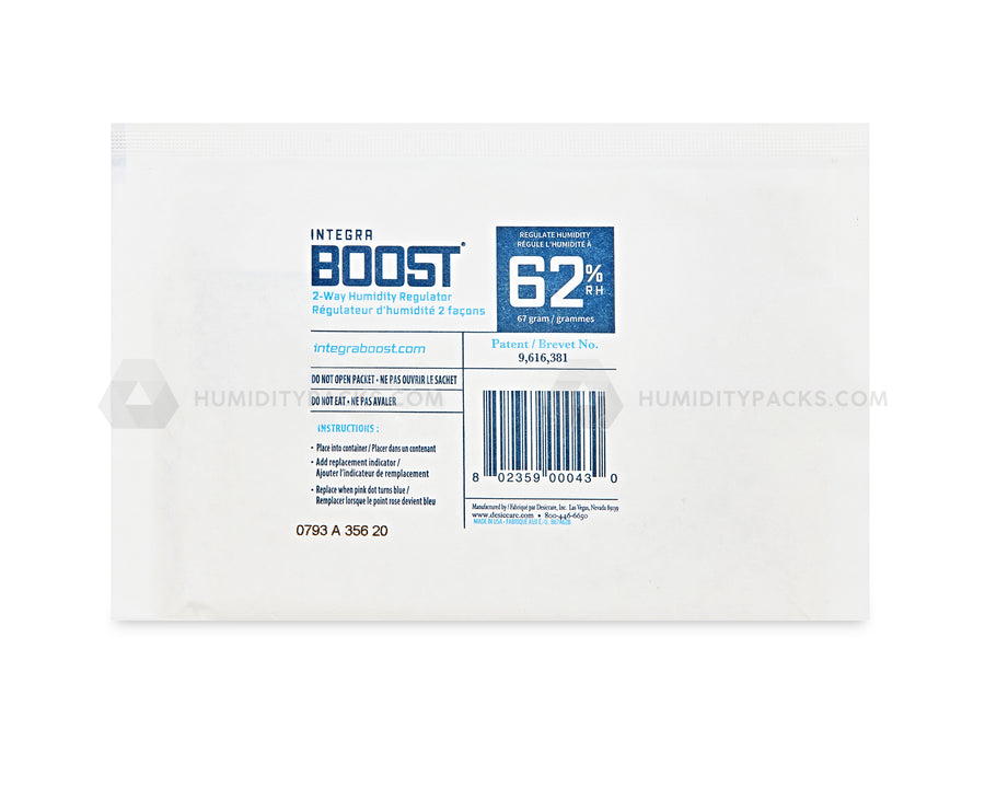 Integra Boost Humidity Packs 62% (67 gram) 100/Box